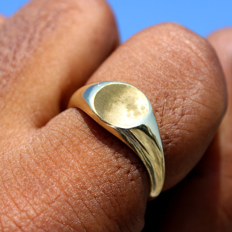 Custom Date Moon Phase Signet Ring: Gold Plated Sterling Silver - Etsy