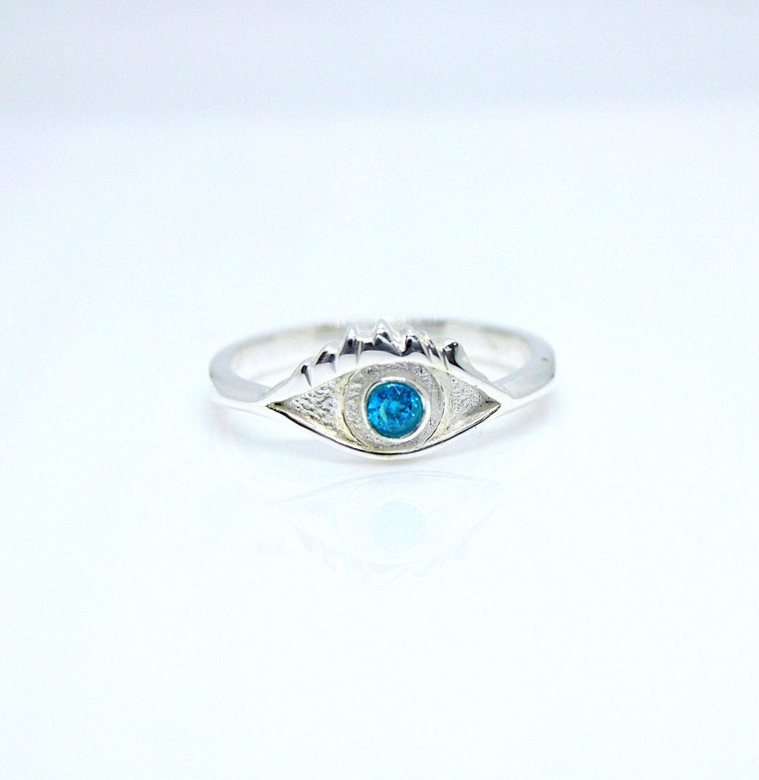 Jujutsu Kaisen Inspired Gojo Six Eyes Ring, Evil Eye Blue Topaz 925 ...
