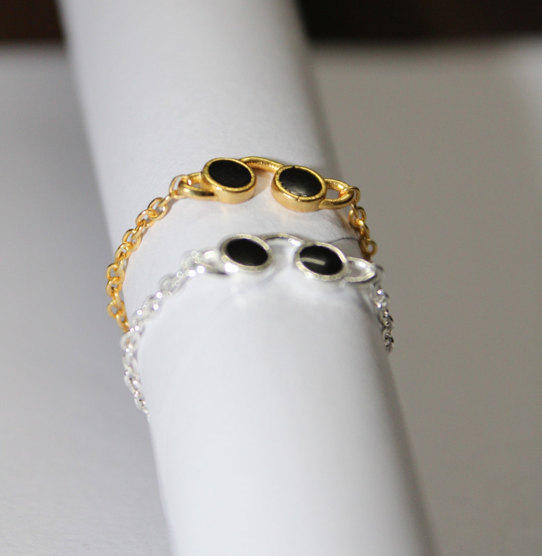 Gojo Satoru Glasses Inspired Chain Ring in Gold and Silver, Anime ...