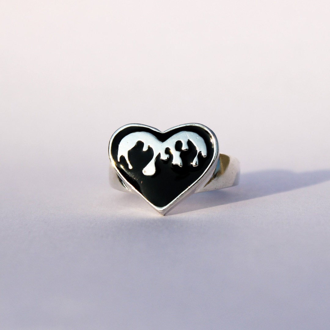 Chunky Heart Ring, Flame Heart 925 Sterling Silver Ring, Mother's Day ...
