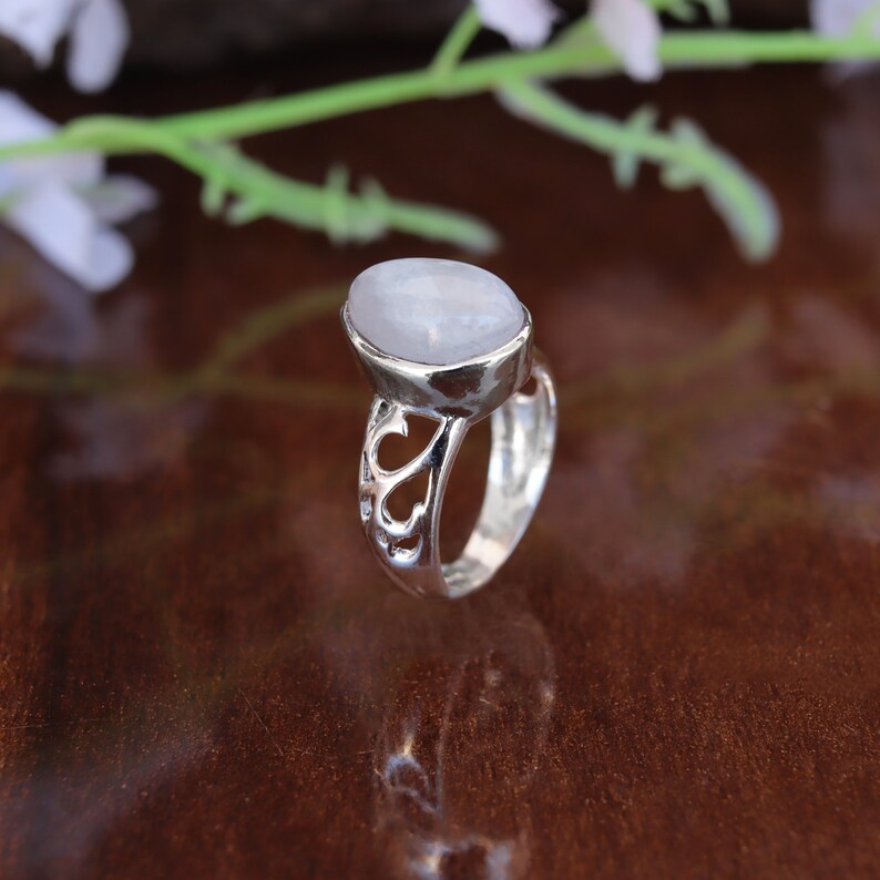 Genuine Moonstone Ring, Moonstone Silver Ring, Pear Shaped Moonstone ...
