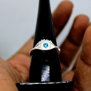 Jujutsu Kaisen Inspired Gojo Six Eyes Ring, Evil Eye Blue Topaz 925 ...