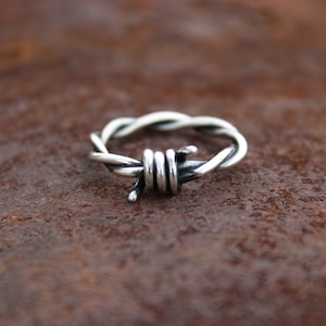 Oxidized 925 Silver Barbed Wire Ring: Handmade Goth Punk Jewelry - Etsy