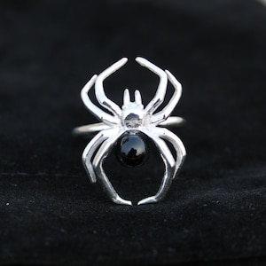 Gothic Spider Ring: Black Onyx, Silver Punk Jewelry - Etsy