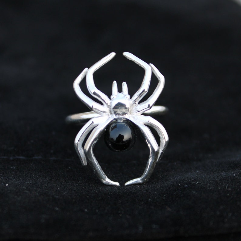 Gothic Spider Ring: Black Onyx, Silver Punk Jewelry - Etsy