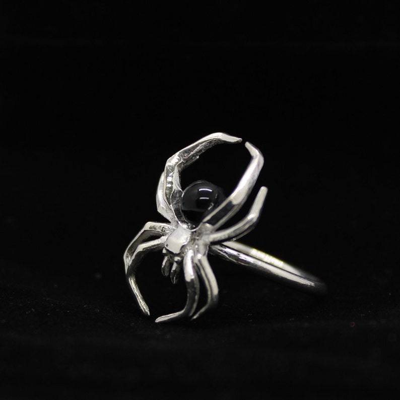 Gothic Spider Ring: Black Onyx, Silver Punk Jewelry - Etsy