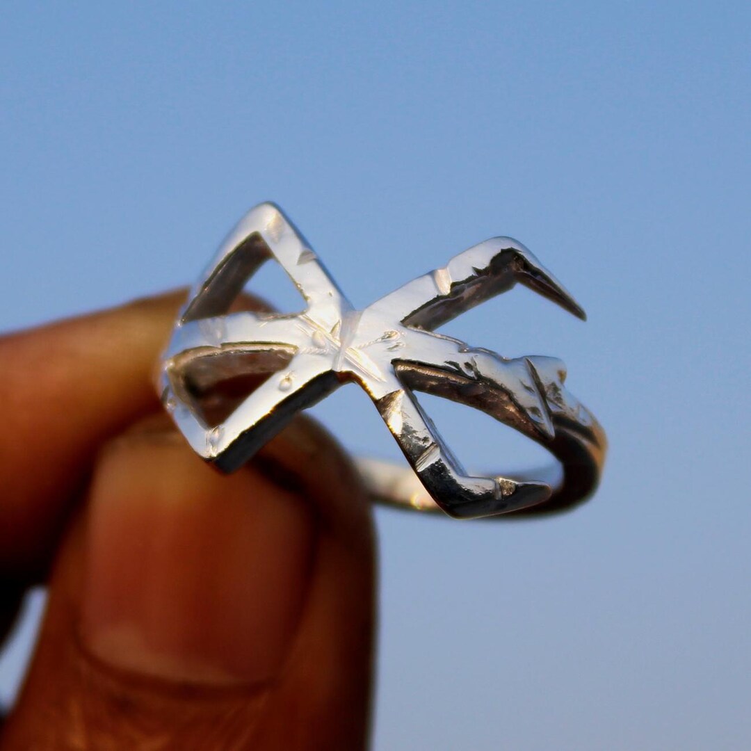Damaged Berserk Inspired Brand of Sacrifice Chunky Silver Anime Ring ...