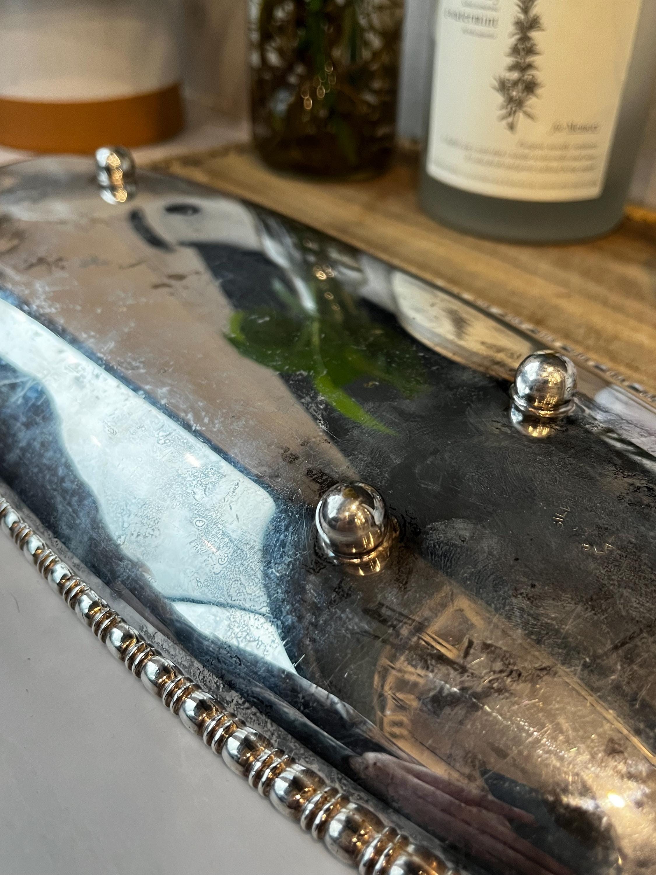 Vintage Silver Footed Tray | Long Cracker or Baguette Server With ...