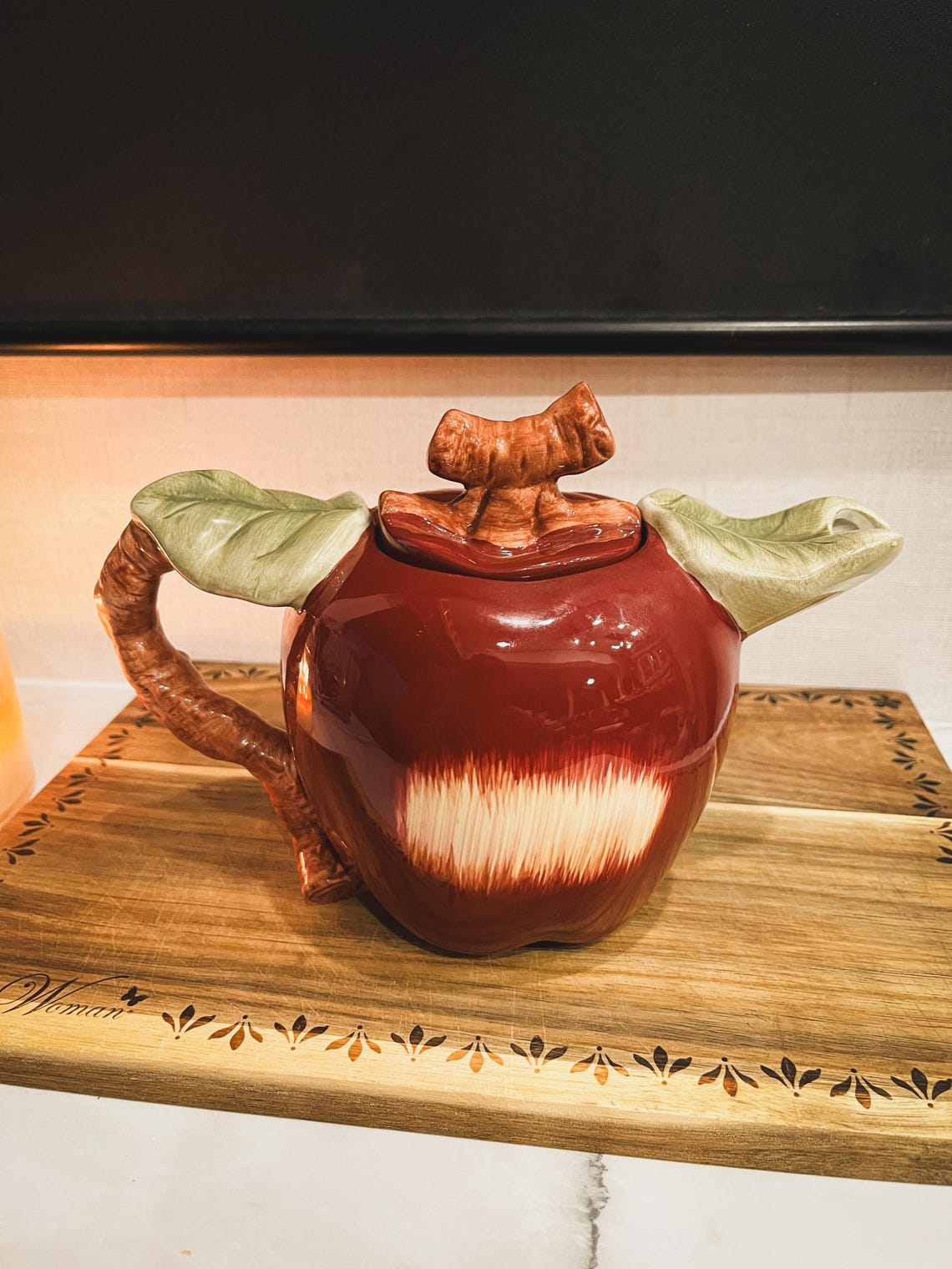 Vintage Apple Teapot | Hand Painted Ceramic With Leaf Spout | Farmhouse ...