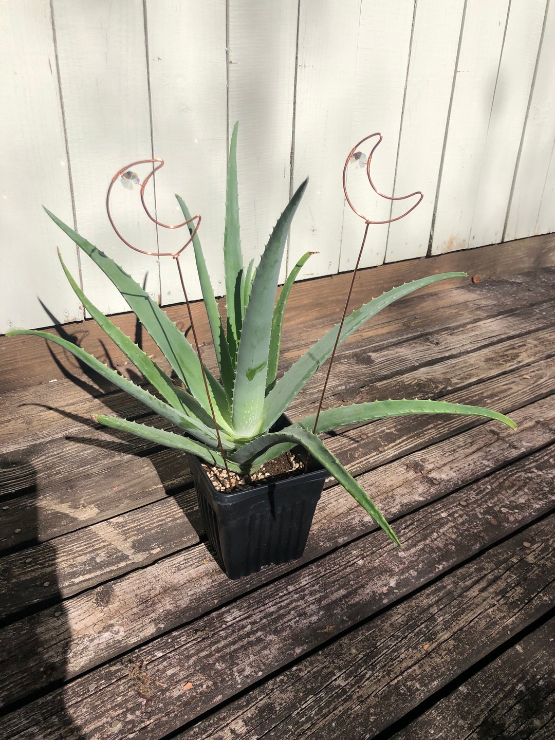 Crescent Moon Copper Garden Art With Crystal Prism - Etsy