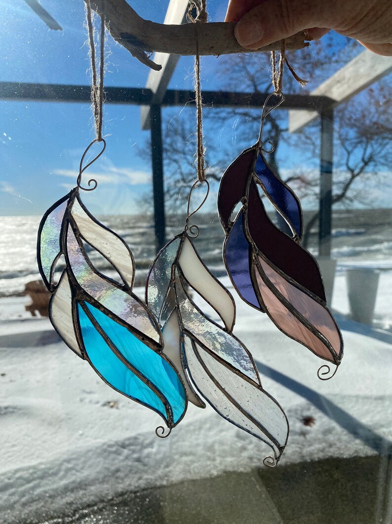 Stained Glass Feathers Handmade Sun Catcher - Etsy Canada