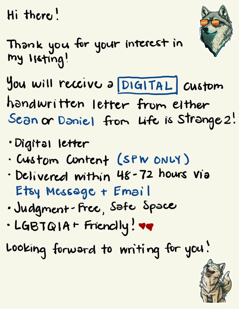 Custom DIGITAL HANDWRITTEN Letter From a Life is Strange 2 Character - Etsy