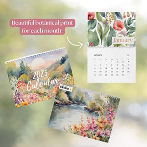 2025 Wall Calendar - Botanical Watercolour Floral, Floral Wall Calendar ...