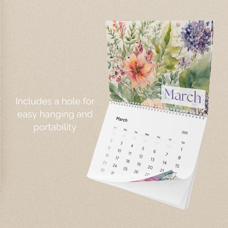 2025 Wall Calendar - Botanical Watercolour Floral, Floral Wall Calendar ...