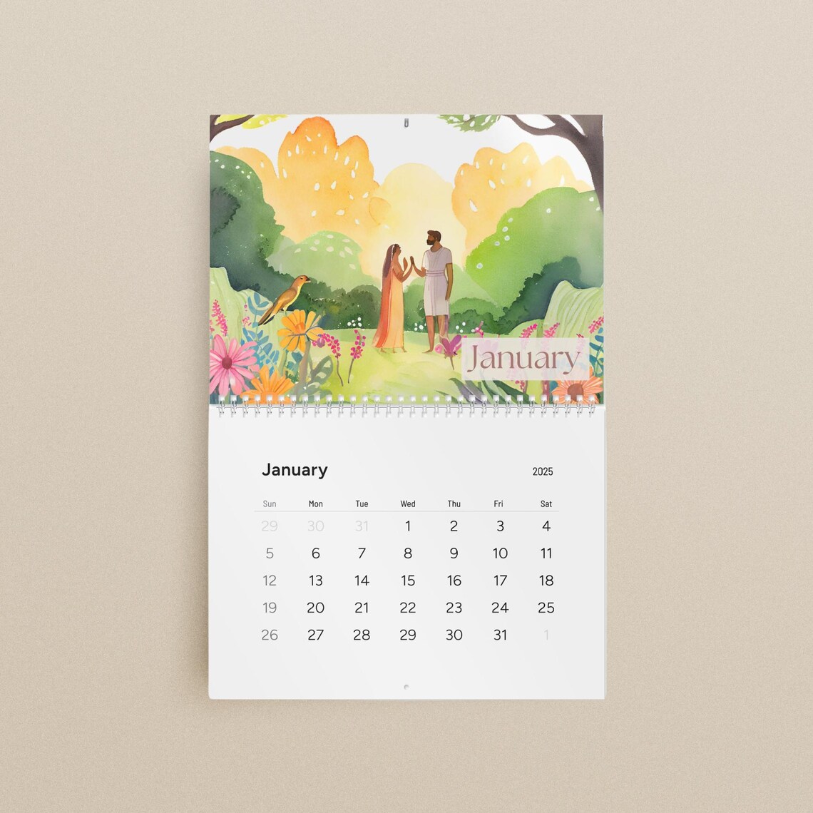 Christian 2025 Wall Calendar, Watercolour Christian Art - Wall Calendar ...