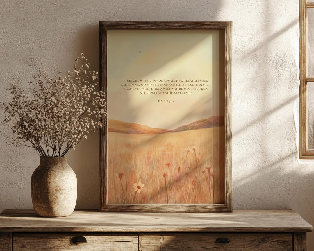 Christian Wall Art, Isaiah 58:11, Cottage Core Home Decor, Christian ...