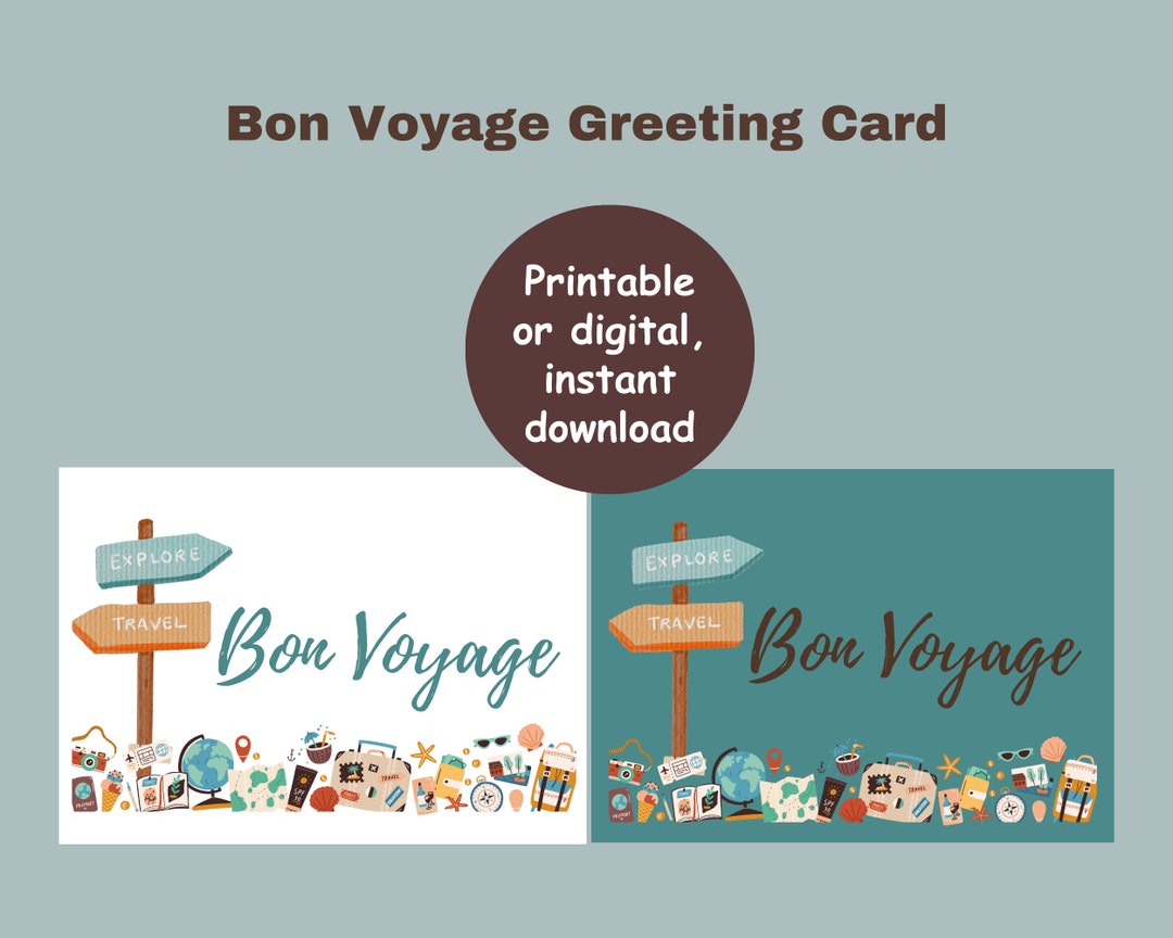 Bon Voyage Greeting Card, Instant Download, Printable or Digital ...