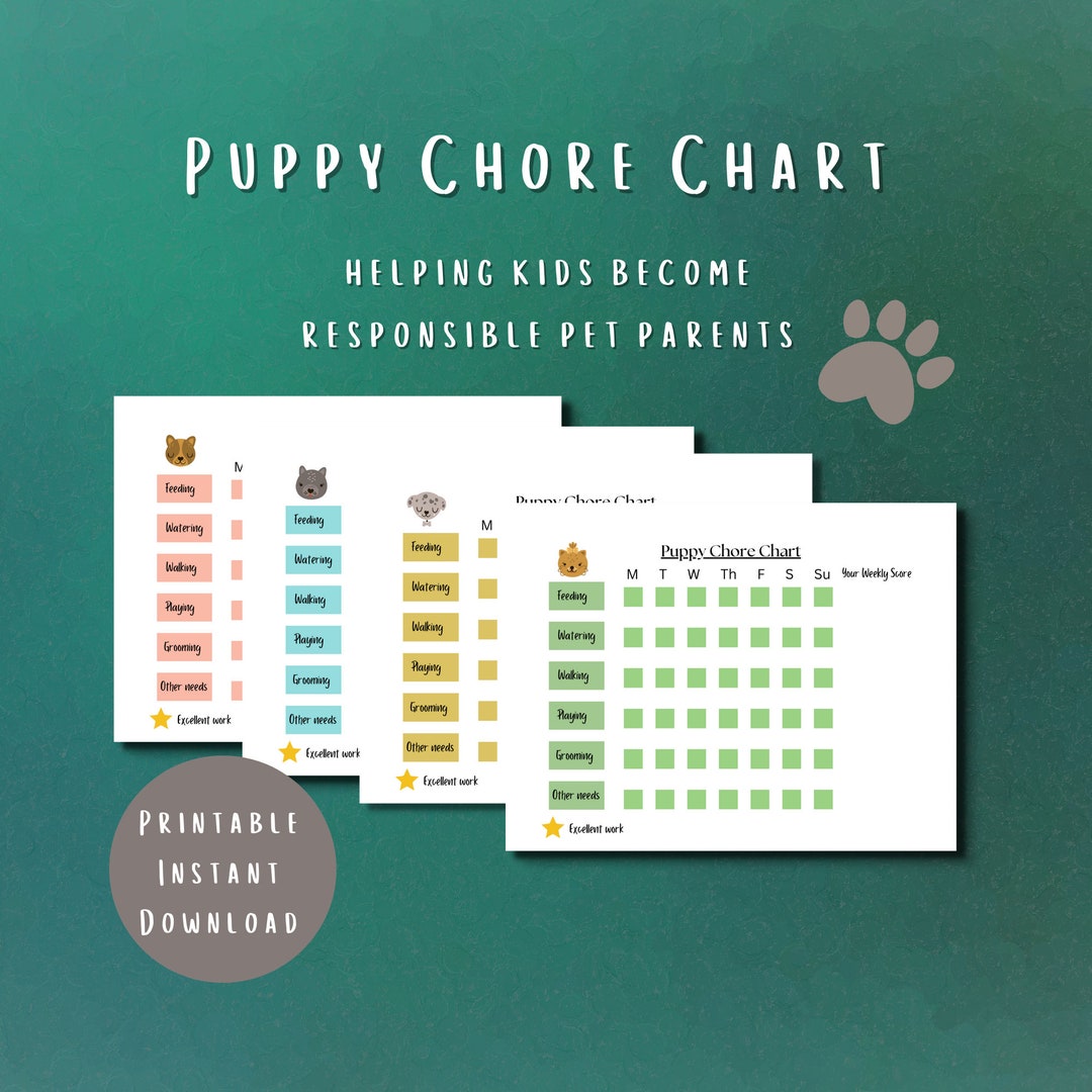 Weekly Chore Chart for a New Puppy, Printable, Instant Download, Help ...
