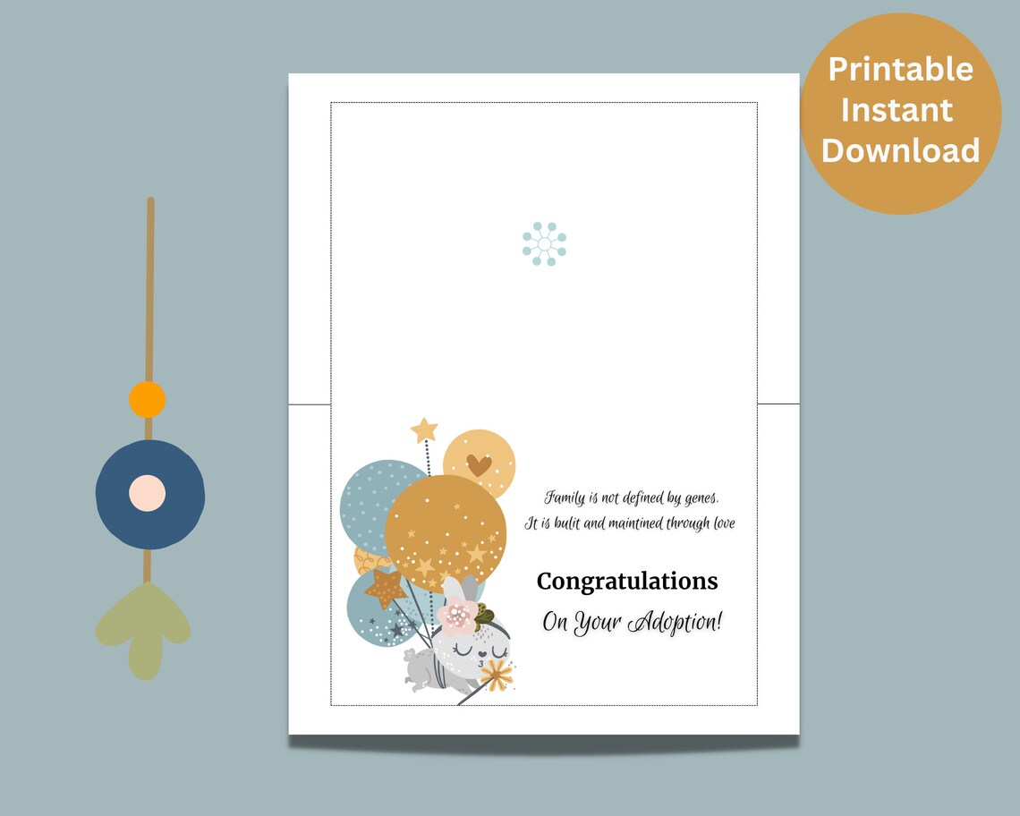 Adoption Card, Printable, Congratulations on Adoption, Child Adoption ...