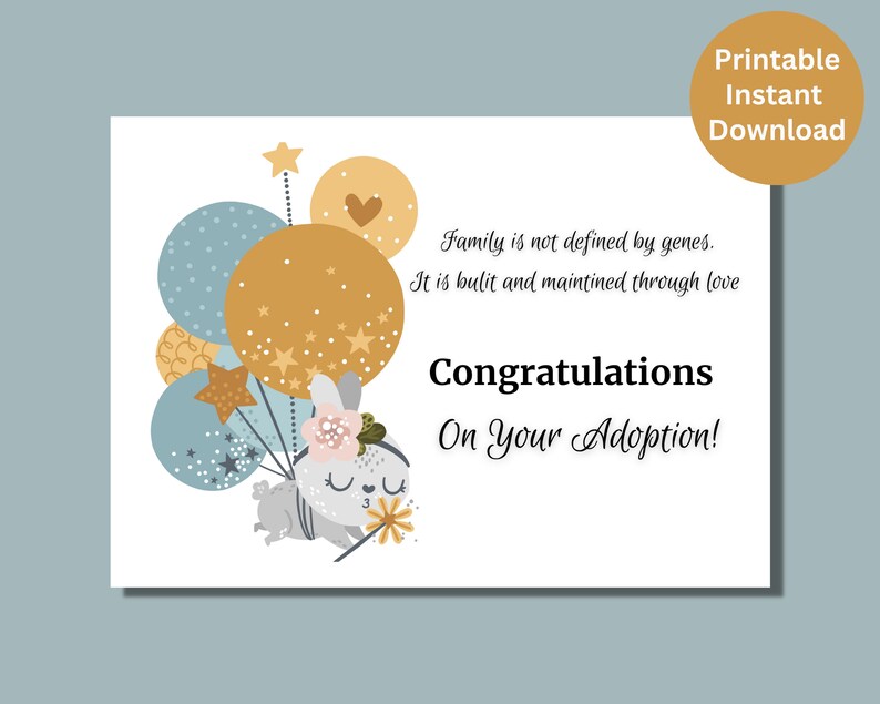Adoption Card, Printable, Congratulations on Adoption, Child Adoption ...