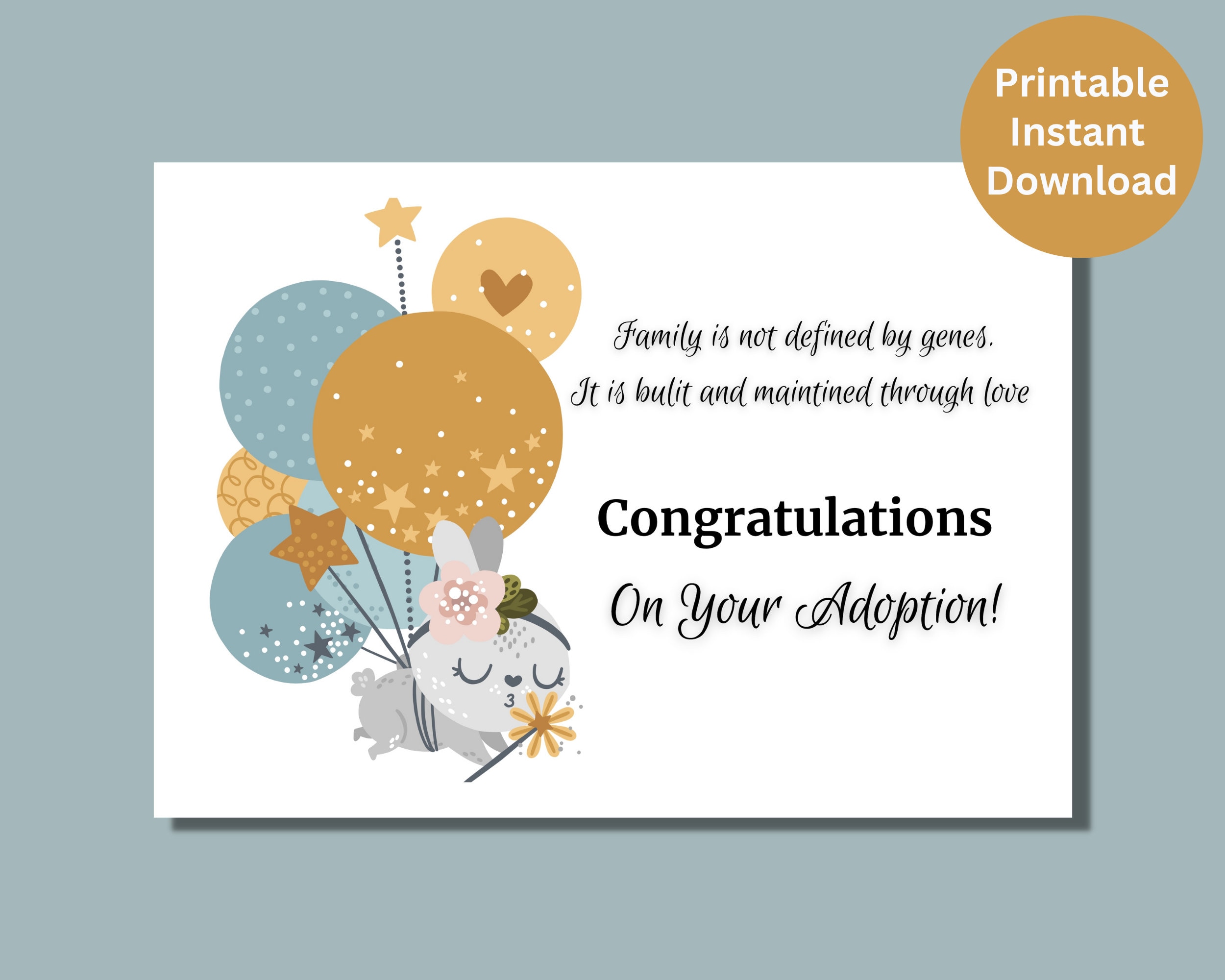 Adoption Card, Printable, Congratulations on Adoption, Child Adoption ...