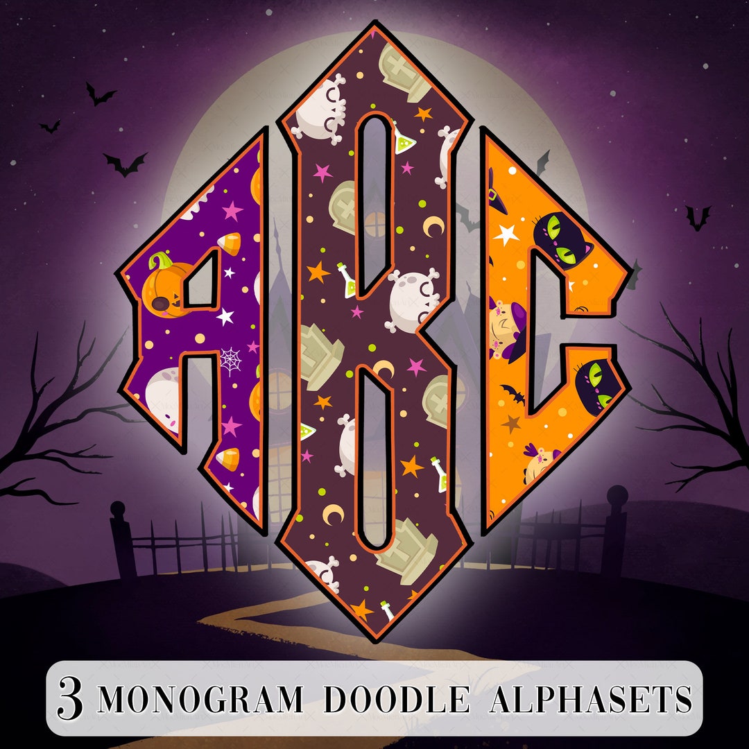 Horror Halloween Monogramm Schriftart Halloween PNG Doodle - Etsy.de