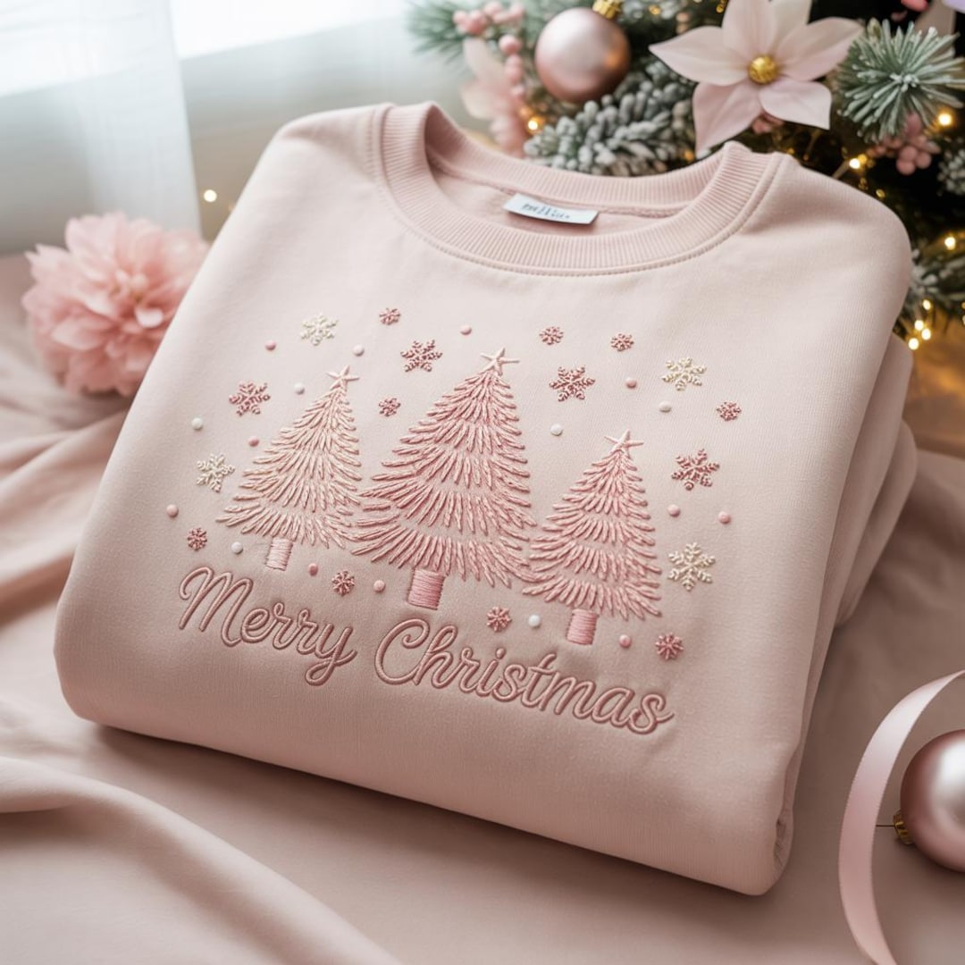 Embroidered Merry Christmas Sweatshirt, Embroidered Christmas Coquette ...