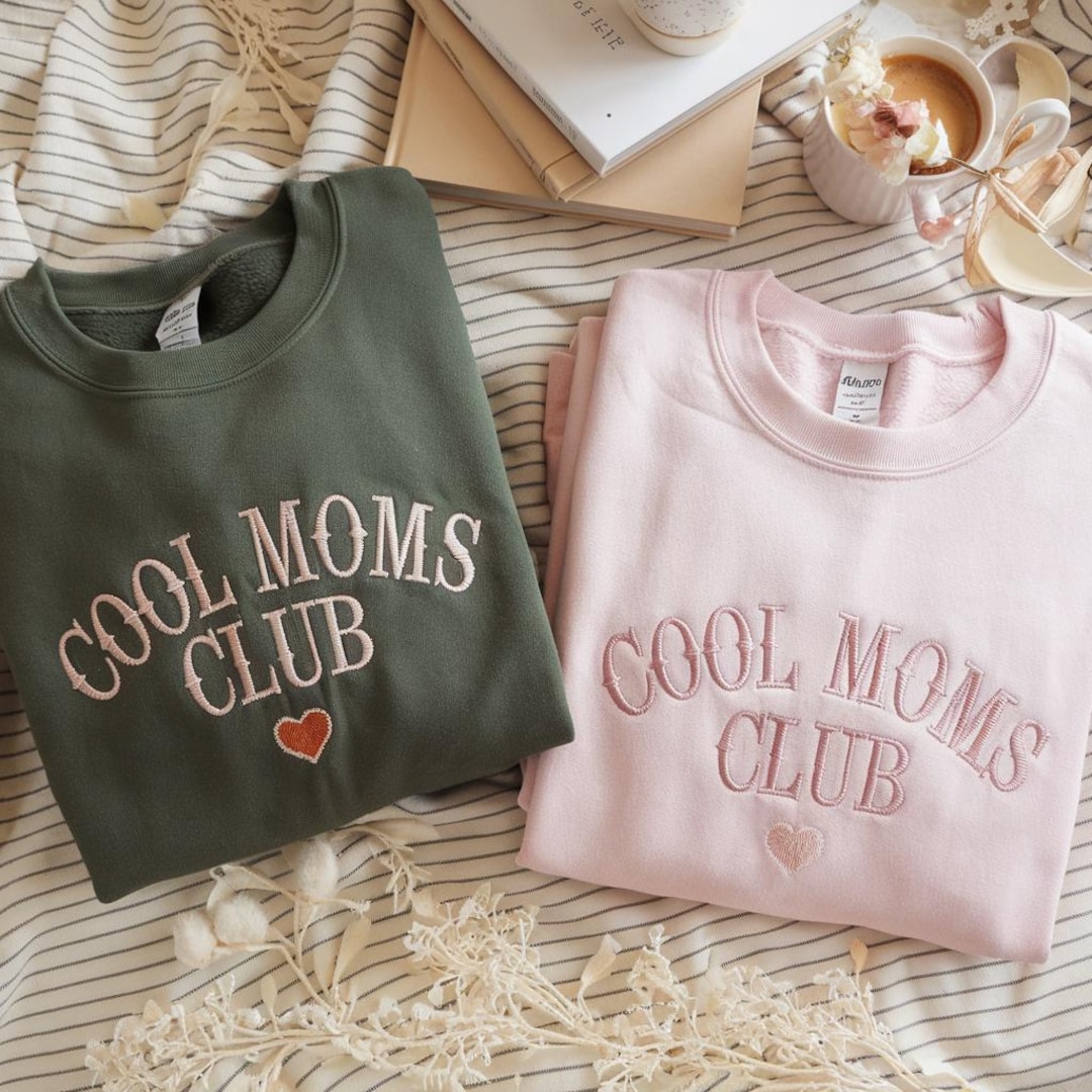 Embroidered Cool Moms Club Sweatshirt, Embroidered Cool Mom Sweatshirt ...