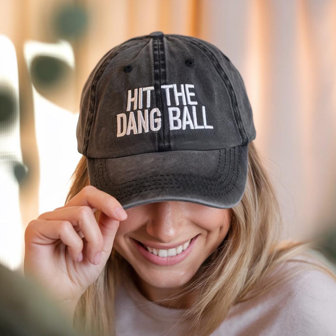 Embroidered Hit the Dang Ball Washed Hat, Caps, Trendy Baseball - Etsy