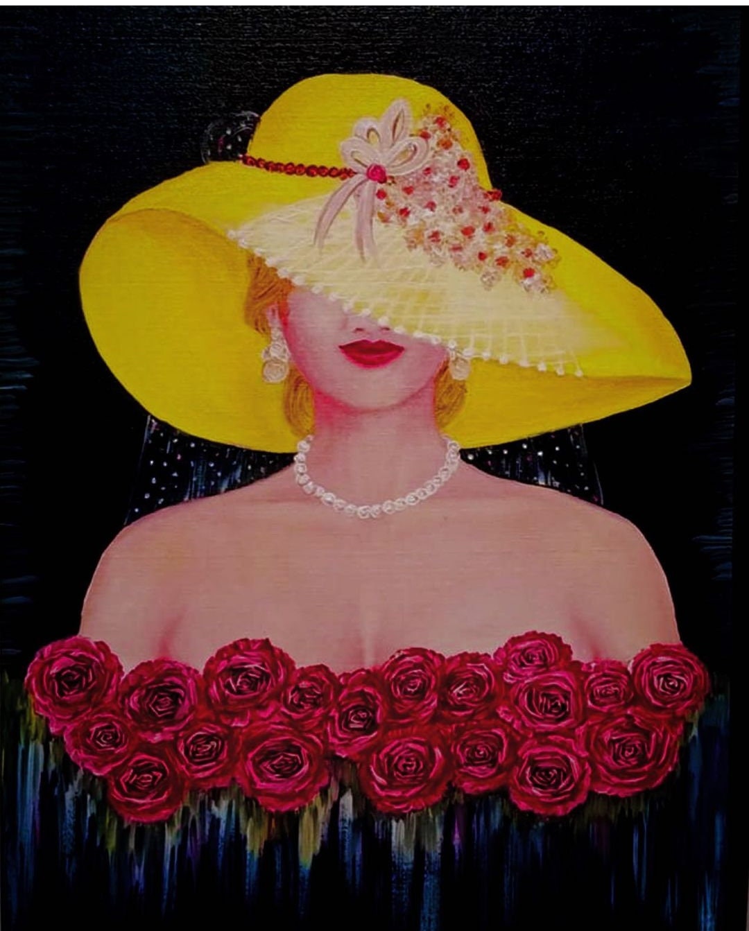 Oil Painting of Lady With Roses - Etsy