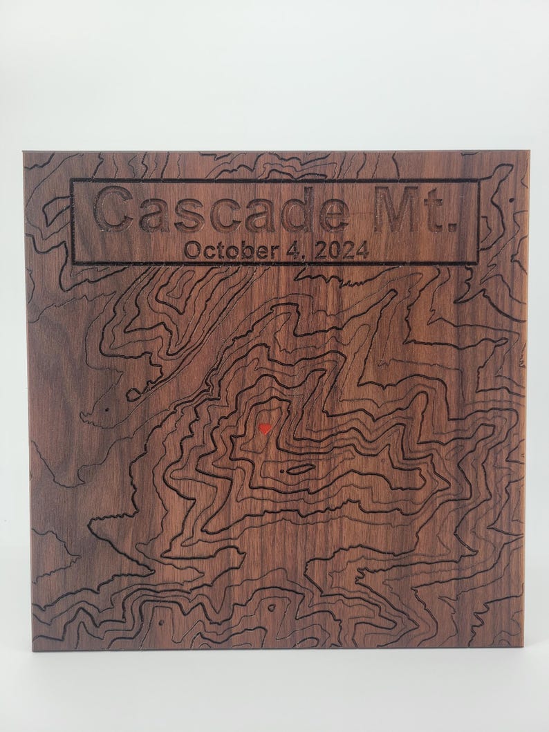 Topography Wall Art, Wood Wall Art, Mountain Topo Art Decor, Mountain ...