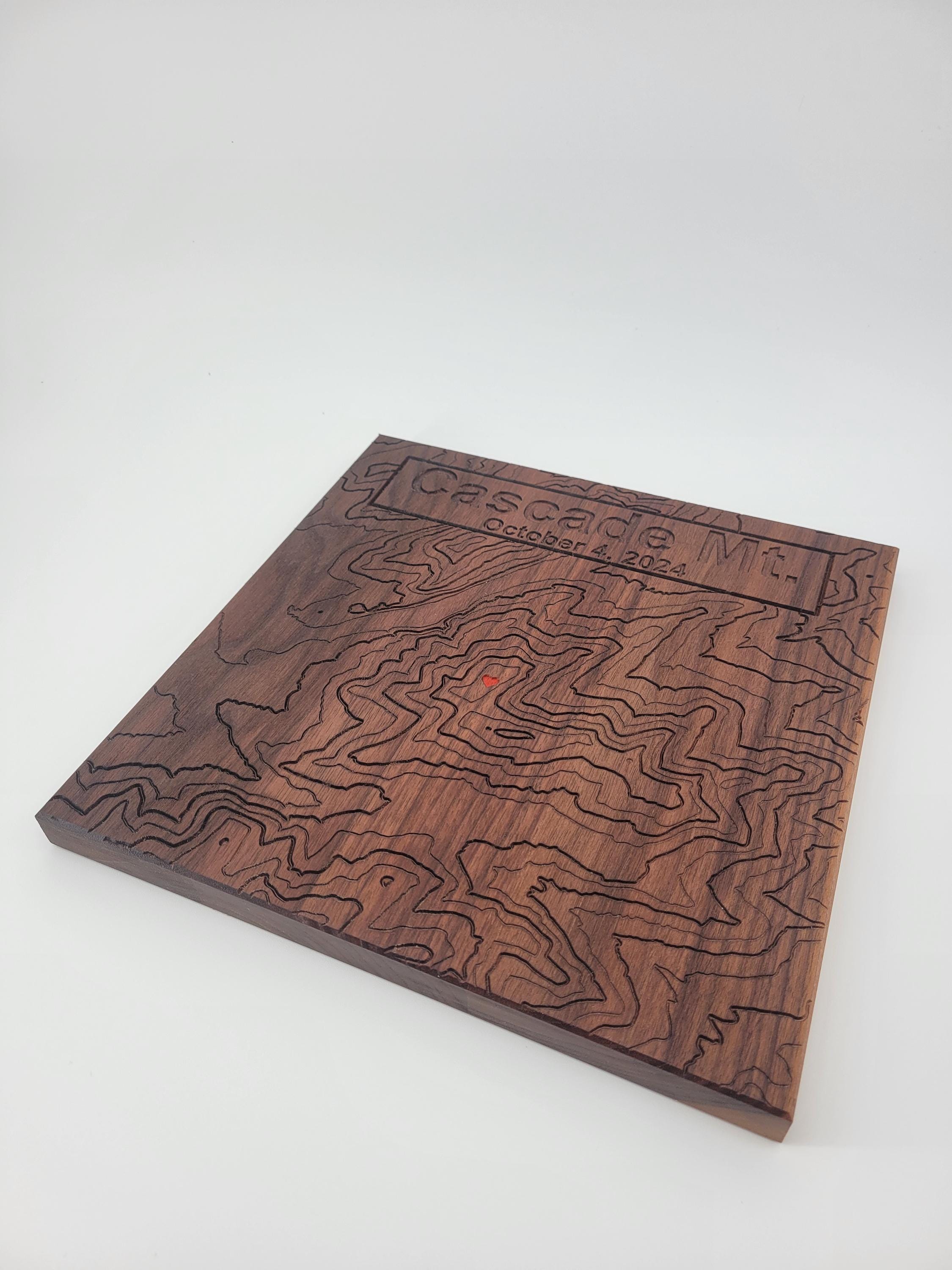 Topography Wall Art, Wood Wall Art, Mountain Topo Art Decor, Mountain ...