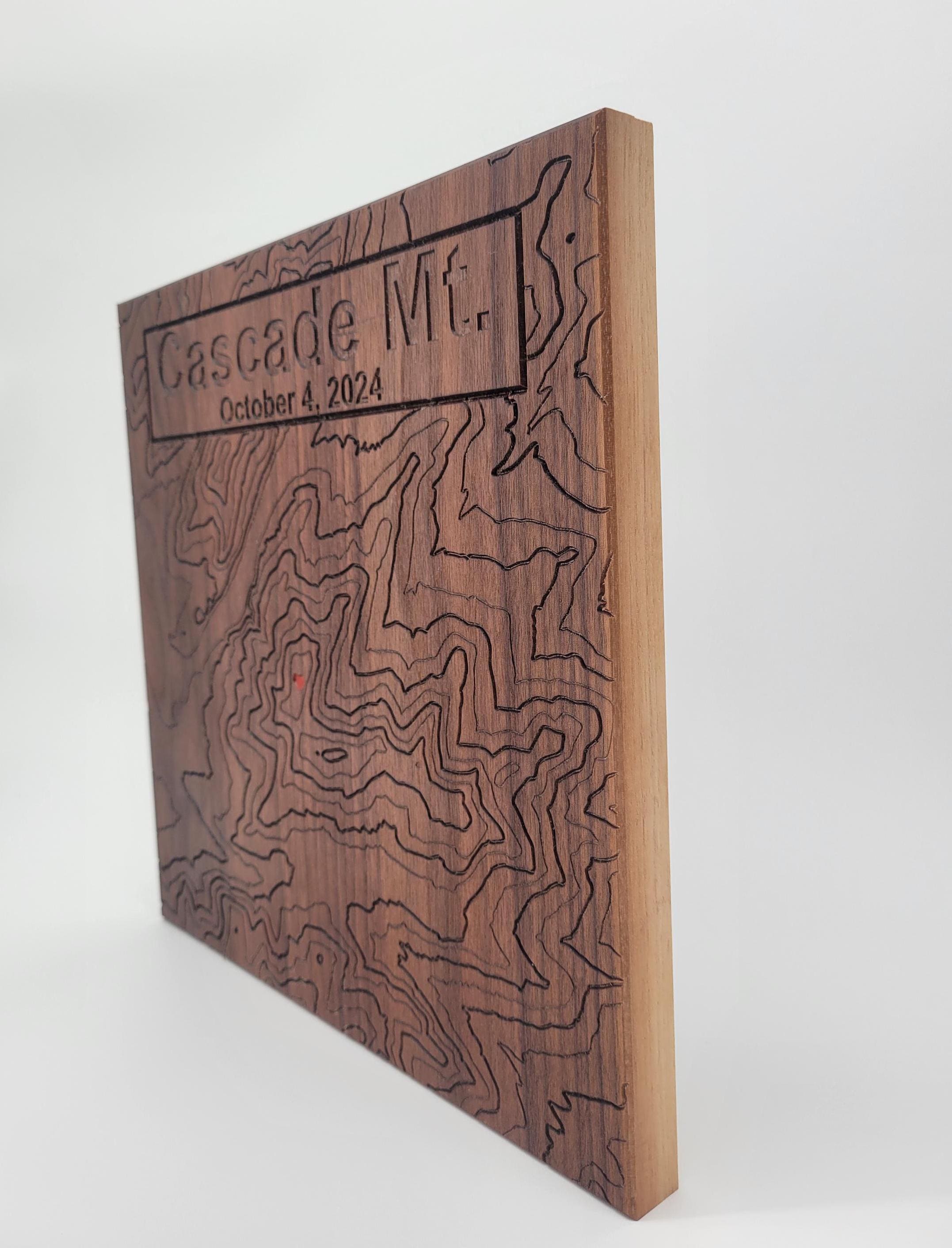 Topography Wall Art, Wood Wall Art, Mountain Topo Art Decor, Mountain ...