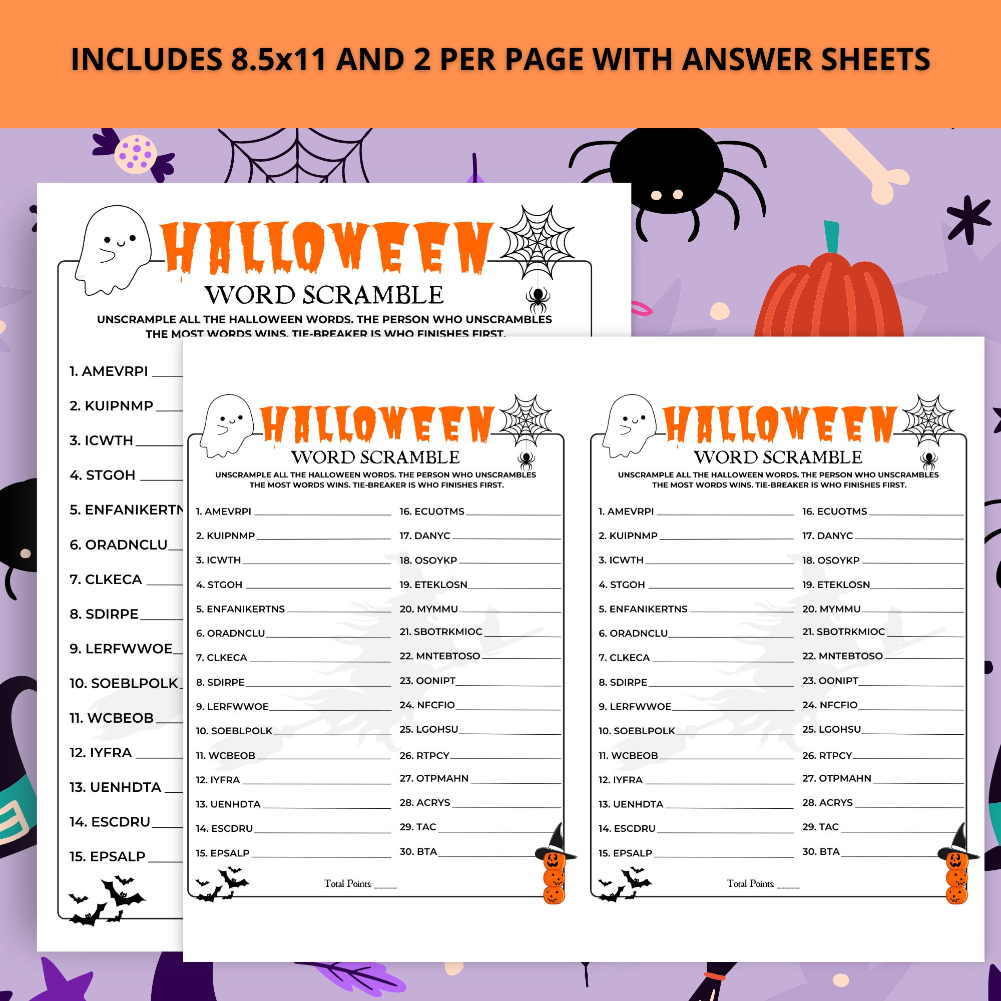 Halloween Word Scramble Printable Halloween Game Halloween Kid and ...