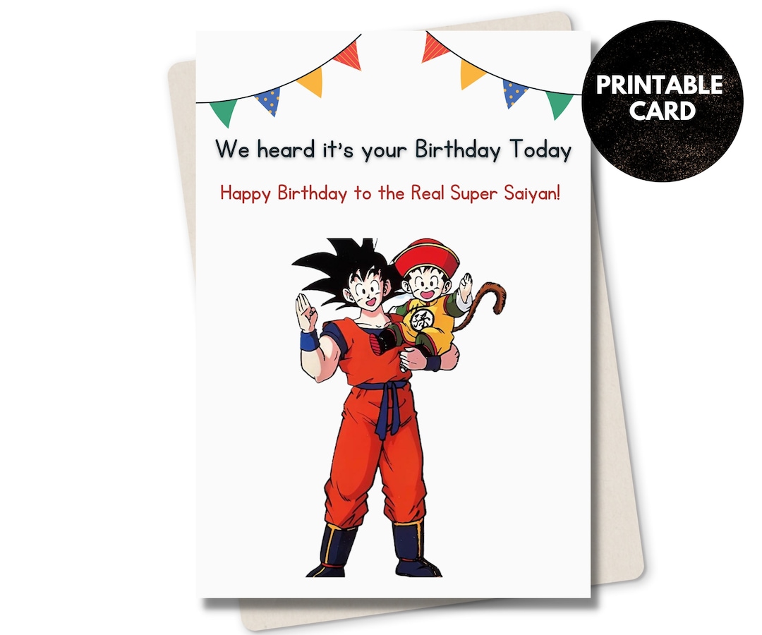 Dragon Ball Z Birthday Card Anime Birthday Card Birthday Etsy