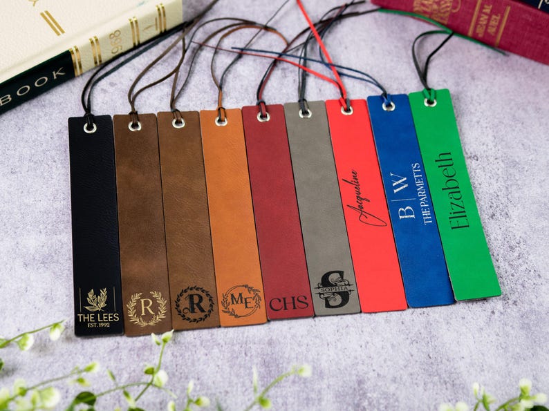 Custom Leather Bookmark With Quote and Initials | Personalized Engraved ...
