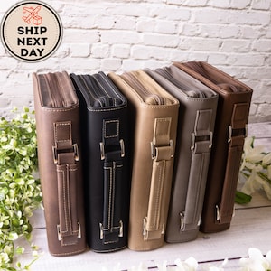 Custom Engraved Leather Book Cover With Zipper, Personalized Birth ...