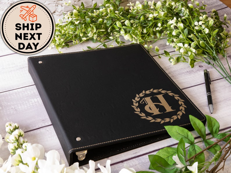 Personalized Leather 3 Ring Binder Portfolio, Custom A4 Leather Binder ...