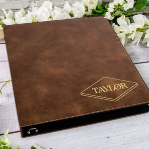 Custom Engraved Leather 3 Ring Binder Portfolio, Personalized Letter ...