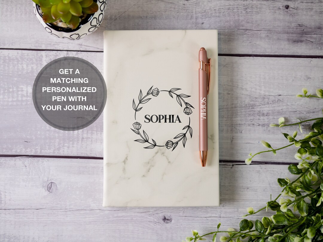 Custom Leather Notebook and Pen Set, Personalized Engraved Leather ...