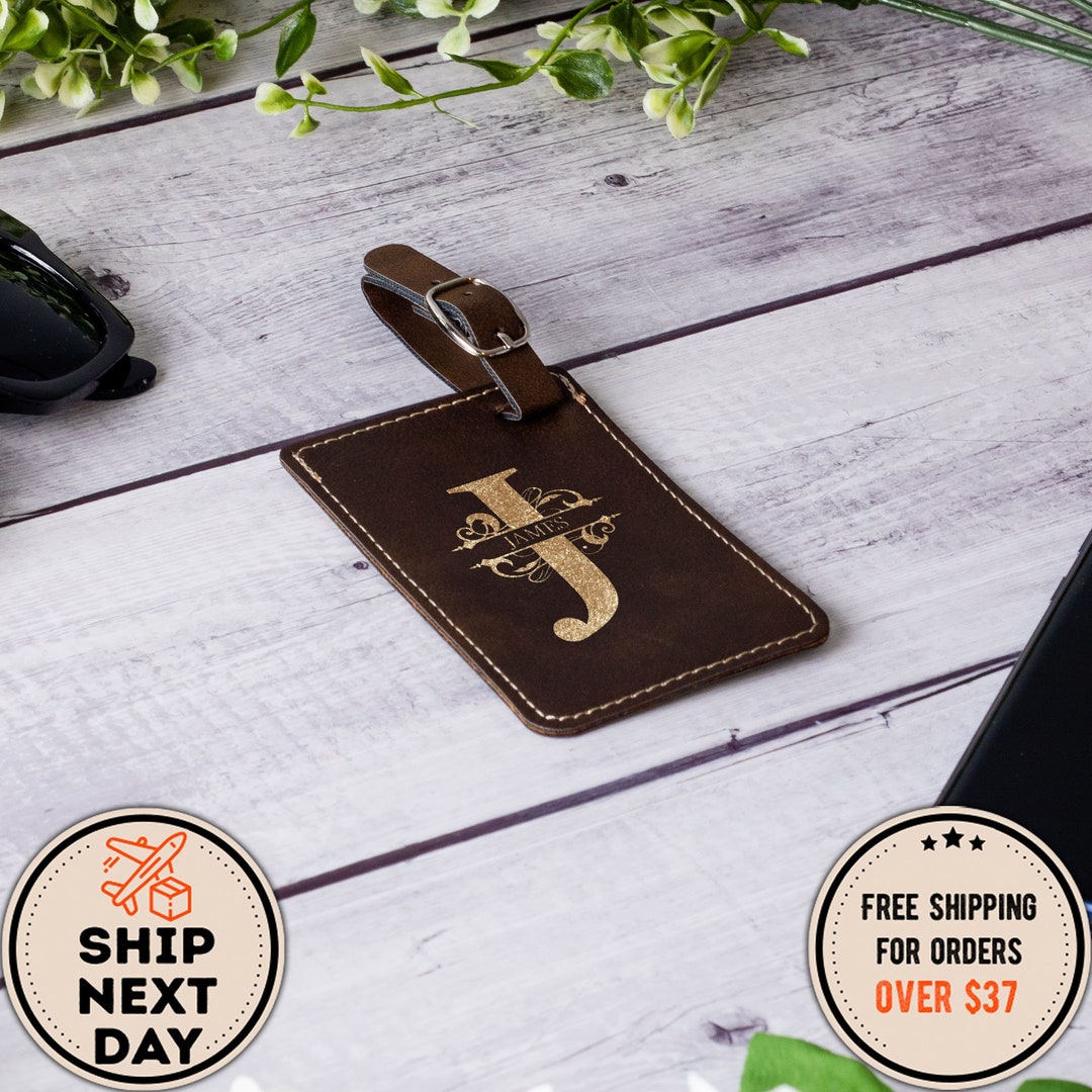 Personalized Monogrammed Engraved Leather Luggage Tag Custom - Etsy