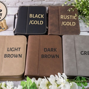 Custom Engraved Leather Book Cover With Zipper, Personalized Birth ...