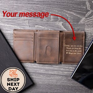 Personalized Engraved Minimalist Leather Trifold Wallet for Men, Custom ...