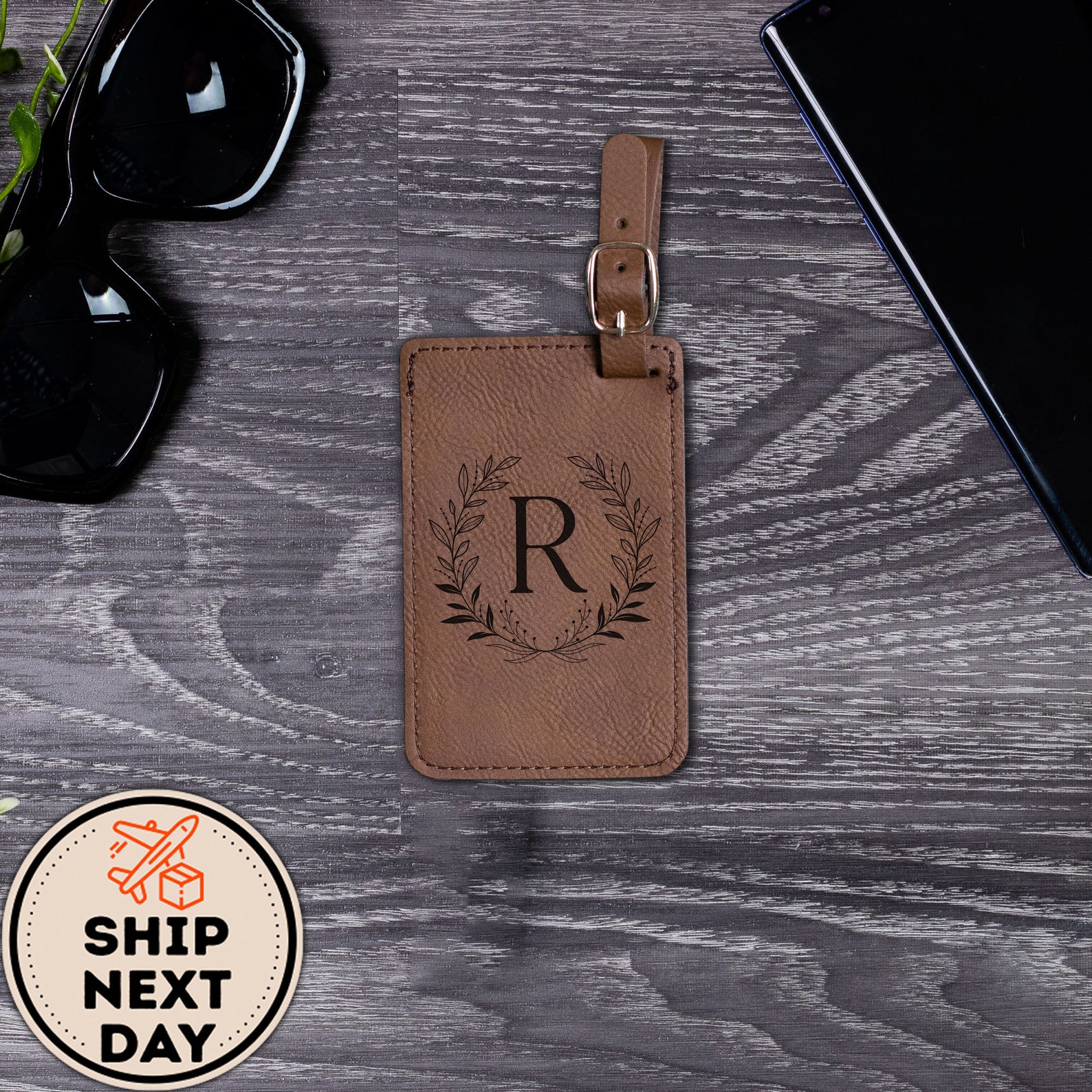Personalized Monogrammed Engraved Leather Luggage Tag Custom - Etsy