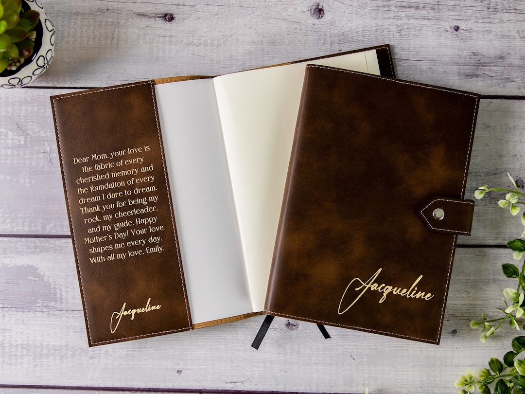 Personalized Engraved Leather Lined Journal With Clasp, Personalized ...