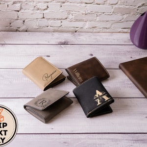 Personalized Engraved Minimalist Leather Trifold Wallet for Men, Custom ...