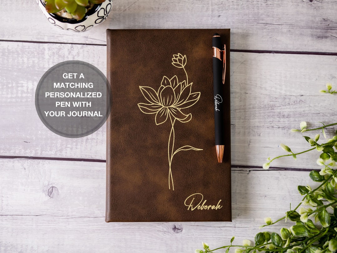 Personalized Engraved Leather Journal and Pen for Women, Customized ...