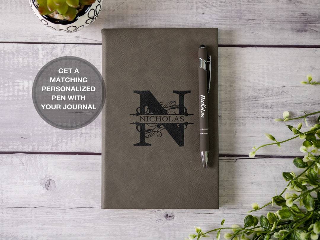 Personalized Engraved Leather Journal and Pen for Women, Custom Leather ...