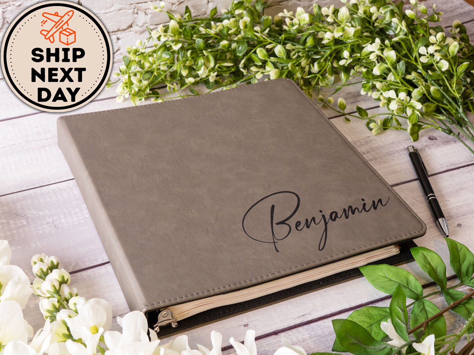 Personalized Leather 3 Ring Binder Portfolio, Custom A4 Leather Binder ...