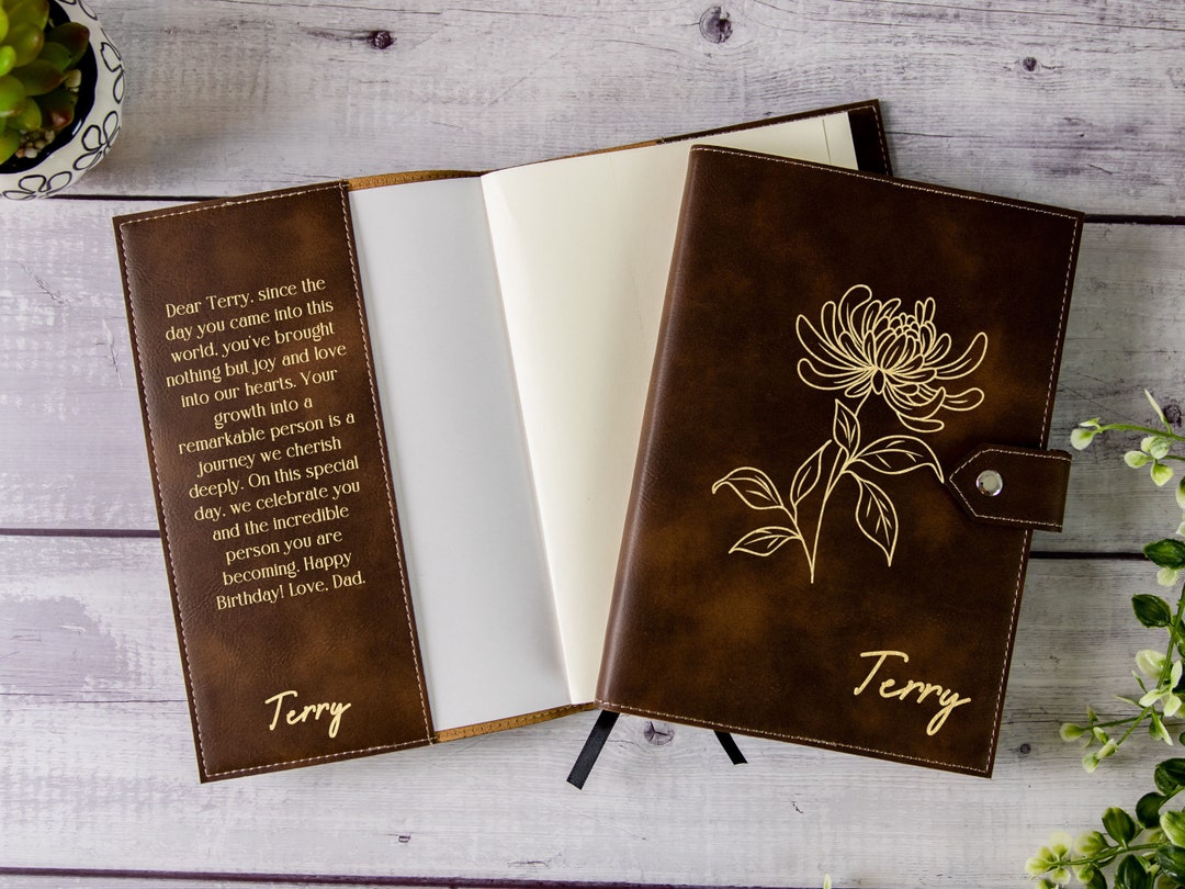Personalized Engraved Leather Journal With Clasp, Customized Birth ...